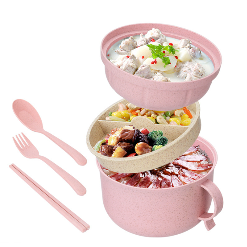 3 Tier Wheat Lunch Box with Cutlery Set – FairPrice Gifts